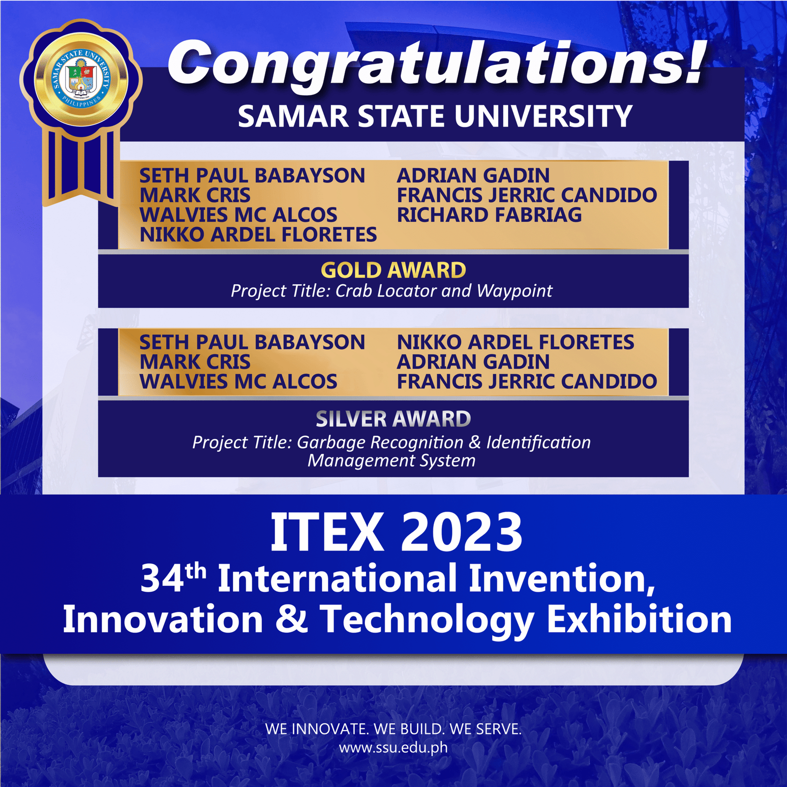 SSU bags Gold and Silver Awards at ITEX 2023 in Malaysia - Samar State ...